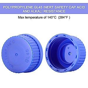 Patelai 4 Pieces Round Media Storage Bottles Storage Glass Bottles Borosilicate Media Glass Bottles with GL45 Blue Screw Cap for Lab Water Reagent Liquids (100 ml)