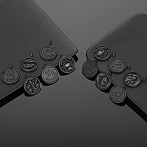 Taurus Necklace Zodiac Pendant for Men - Constellation Zodiac Star Sign Horoscope Pendant Black Gun Plated Astrology Birthday Gifts Mens/Women Jewelry SP0085J-K