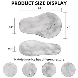 HESHIBI Marble Spoon Rest for Kitchen Stove Countertop, Marble Utensil Holder, Perfect for Spatula, Ladle, Fork (1, Light Grey)