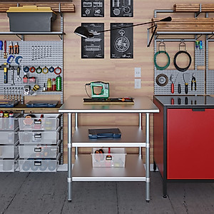 36" Long X 30" Deep Stainless Steel Work Table with 2 Shelves | Metal Food Prep Station | Commercial & Residential NSF Utility Table