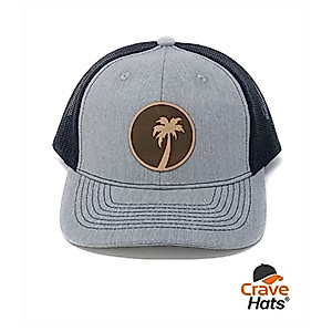 CRAVE HATS Palm Tree Trucker Hat, Palm Tree Hat, Beach Trucker Hat, Trucker Hats Beach (Gray/Black)