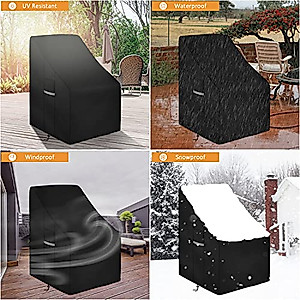 Dokon Patio High Back Chair Cover with Air Vents, Waterproof, Anti-Fading, UV Resistant Heavy Duty 600D Oxford Fabric Outdoor Chair Covers, Patio Furniture Chair Cover (35"L x 28"W x 35"H) - Black