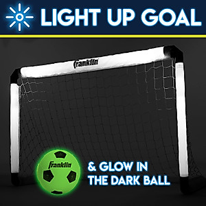 Franklin Sports Soccer Goal and Ball - Glow In The Dark/Light Up - 39.5 x 25.5 Goal