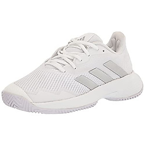 adidas Women's CourtJam Control Sneaker, White/Silver Metallic/White, 8.5