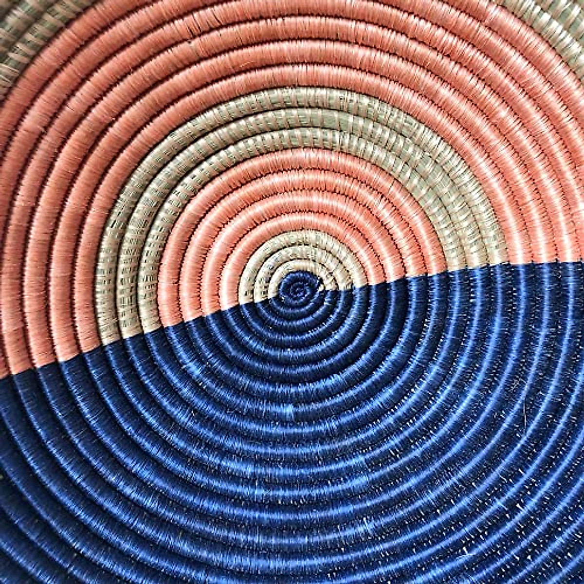 African Basket- Bogabo/Rwanda Basket/Woven Bowl/Sisal & Sweetgrass Basket/Blue, Peach, Sweetgrass