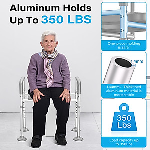 Raised Toilet Seat with Handles, 350lbs 7 Adjustable Height Elevated Toilet Seat Riser with Cozy Padded, Toilet Safety Frame Toilet Helper for Seniors, Handicap, Pregnant, Fit Any Toilet