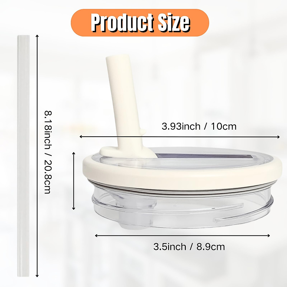 2 Pack 40 oz Tumbler Flip Straw Lid Replacement Compatible with Stanley Quencher, Leak-Proof Splash Resistant Tumbler Top Replacement Reusable Tumbler Cover(Beige)