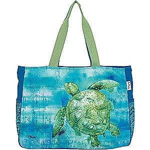 Paul Brent Green Sea Turtle Large Shoulder Tote Bag