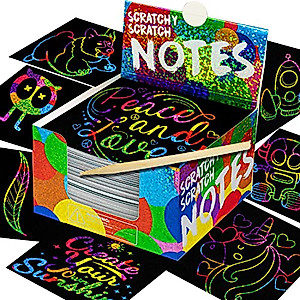 PURPLE LADYBUG Rainbow Holographic Scratch Art Paper Mini Notes - Unique Gifts Idea for Teens, Kids, & Women - Cool Stuff for Girls & Boys, and Fun Office Supplies