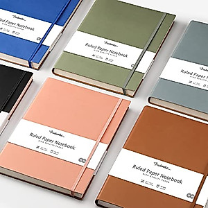 HIUKOOKA College Ruled Lined Journal Notebook-320 Pages A4 Notebook Large Journal 8.3''×11.7'', 100GSM Thick Notebook for Work,Leather Journal for Writing,Office,School with Inner Pocket - Black