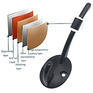 Hoshen 6 Pieces of Retro Wall Hooks, Coat Rack Hooks, European Style Living Room, Bedroom, Cloakroom, Indoor and Outdoor Retro Home Decoration, Including 12 Screws - Black