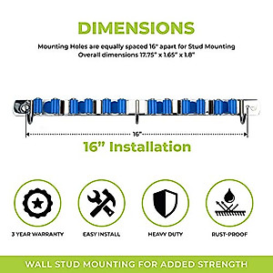 Broom Holder 6 Slots & 3 Hooks Wall Mount Garden Tool Organizer - Home Laundry Room, Kitchen, Closet, Shed, Garage Organization and Storage Utility Rack for Rake, Shovel, Mop Hanger Hooks N Holders