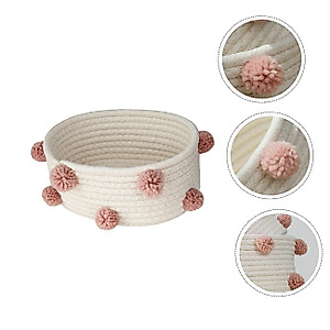 CHILDWEET Woven Hamper Storage Basket Cotton Rope Organizer Cotton Rope Key Tray Rope Woven Basket Storage Bins for Clothes Storage Bin Cotton Woven Container Manual Baby Cotton Makeup Box