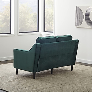 Edenbrook Jensen Upholstered Loveseat – Green Velvet Loveseat - Living Room Furniture - Small Loveseat- Seats Two - Scoop Arm Modern Couch - Couches