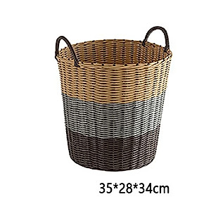 UXZDX Household Simple Coat Basket Dirty Clothes Basket Storage Basket Plastic Rattan Woven Clothes Basket Toy Storage Bucket (Size : 35cm)