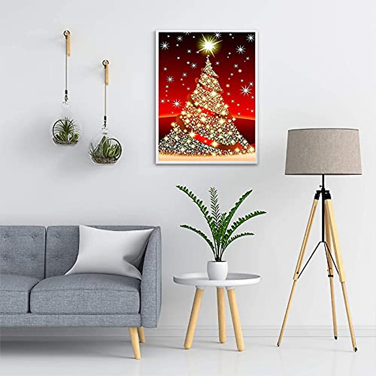 EKOVCO Didmond Painting Kits for Adults, DIY 5D Diamond Art Christmas Tree Picture, Full Drill Reinhstone Stocking Stuffers Christmas Gift for Women Kids Grils Friends Home Wall Decor 12x16 inch