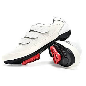 Mens Womens Indoor Cycling Shoes Compatible with Peloton Bike Shoes Cycling Shoes with Delta Cleats Clip Outdoor Pedal SPD Road Bike Shoes,White