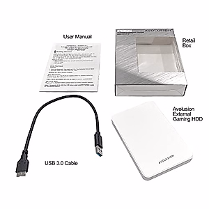 Avolusion Z1-S USB 3.0 Portable External Gaming Hard Drive - White (for PS5, Pre-Formatted) - 2 Year Warranty (1TB)