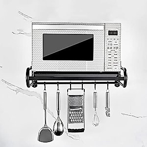 MKYOKO Microwave Storage Rack Hanging Wall-Mounted Microwave Oven Rack Stand,Kitchen Storage Shelf Microwave Oven Rack, Multifunction Stainless Steel Wall-Mounted Shelves,Spice Jar Rack Oven Holder/B