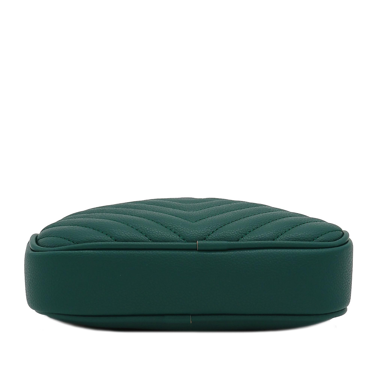 FashionPuzzle Chevron Quilted Crossbody Camera Bag with Chain Strap and Tassel (Dark Teal) One Size