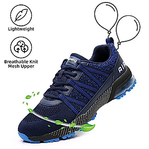 ADCORAN Women Running Shoes Air Cushion Shock Absorption Non Slip Sneakers Mesh Breathable Tennis Walking Shoes for Fitness Jogging Shopping Blue 6.5