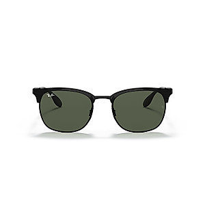 Ray-Ban RB3538 Square Sunglasses, Matte Black On Black/Dark Green, 53 mm