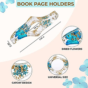 RMSK Book Page Holder for Reading - 2 Pcs Dried Flower Resin Thumb Book Page Holder and 2 Pcs Bookmark with Tassel - Useful Book Accessories for Reading Lovers, Teachers, and Students