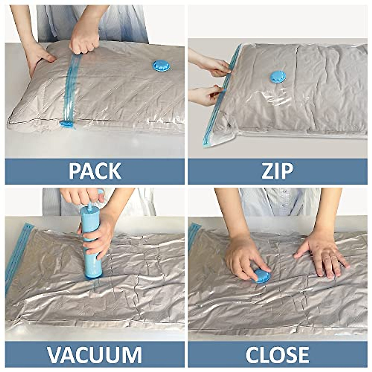 MattEasy Space Saver Vacuum Storage Bags, 6 Pack Combo (2 Jumbo/2 Large/2 Medium) Space Saver Bags with Pump, Storage Vacuum Sealed Bags for Clothes, Comforters, Blankets, Bedding