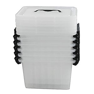 Anbers 3 Quart Small Clear Storage Box with Lid, Set of 6