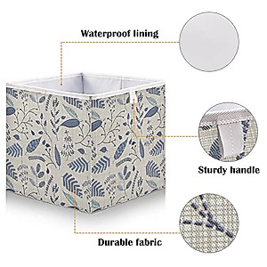 Storage Bins for Shelves Twigs Berries Flowers Collapsible Storage Baskets for Closet Cubes Organizer Fabric Storage Box for Home Office 11x11x11in