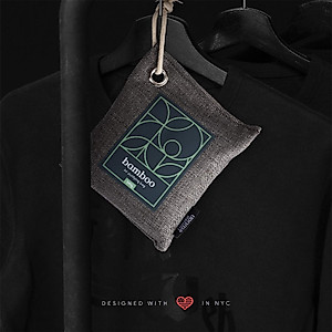 Bamboo Charcoal Air Purifying Bag 4-Pack – Naturally Freshen Air with Powerful Activated Charcoal Bags Odor Absorber – Kid and Pet-Friendly Air Fresheners for Home or Car by House Edition, 4x200g