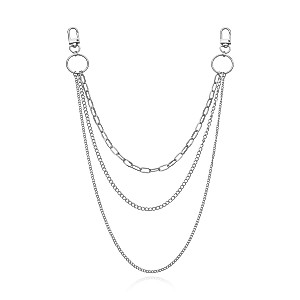 Plzoslly 2 Pieces Belt Chains Jeans Chains for Men Women, Stainless Steel Wallet Chain Hip Hop Pants Chain Pocket Chain for Wallet, Jeans Pants, Belt, Handbag