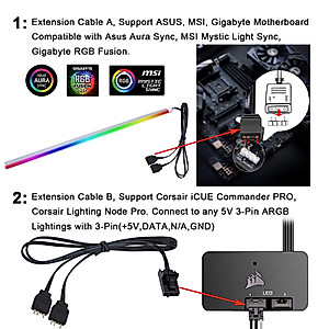 airgoo NEON Addressable RGB PC LED Strip, 1x16inch 30 LEDs Diffused LED Strip for 5V 3-pin Aura SYNC, Gigabyte RGB Fusion, MSI Mystic Light Sync, Corsair Lighting Node Pro and Corsair Commander PRO