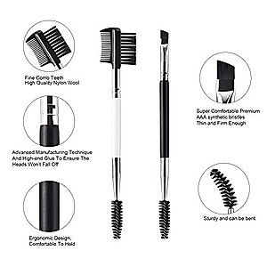 Eyebrow Brush and Comb Set, Ubonjoy 3 Pcs Eye Brow Brush, Professional Spoolie brushes, Firm Thin Angled Eyebrow Brush, Eyeliner Brush Kit, Precision Application & Blending