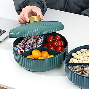 Luxshiny Box Light Luxury Fruit Plate Candy Container Snack Holder Dried Fruit Container Candy Storage Case Nut Dried Fruit Plate Dinner Plate Divider Household Products Pp