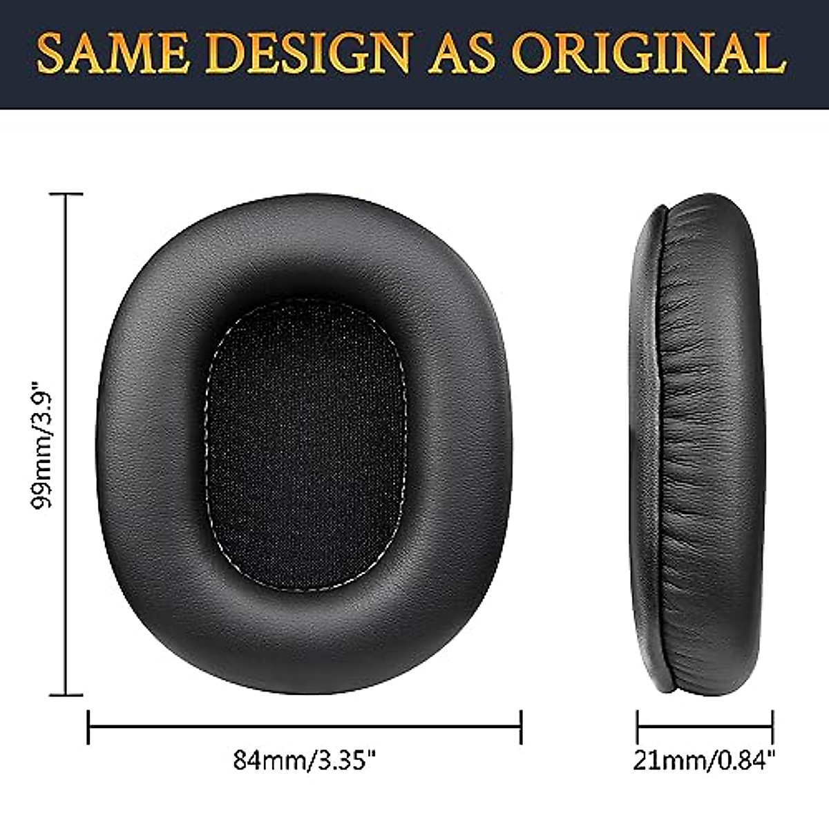 SOULWIT Earpads Replacement for Audio Technica ATH M50X M50XBT M50RD M40X M30X M20X MSR7 SX1 Monitor Headphones, Ear Pads Cushions with Softer Protein Leather, High-Density Memory Foam - Black