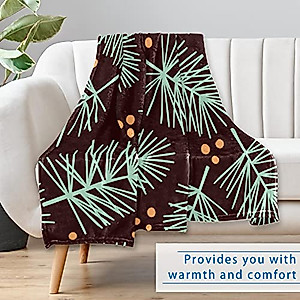 Fir Tree Branches and Berries Prints Soft Warm Cozy Blanket Throw for Bed Couch Sofa Picnic Camping Beach, 150×100cm