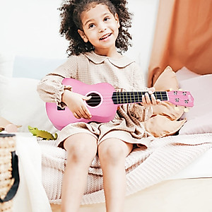 Trendy Soprano Ukulele for Beginners 21 Inch Hawaiian Wood Ukelele for Adult Student Starter (Pink)