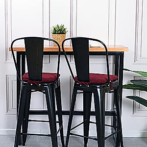 baibu 14x14 Inches Metal Dining Chair Pads Set of 2, Non-Slip Metal Chair Cushion Bar Stool Cushion with Ties for Metal Chairs or Bar Stools - 2 Cushions Only (Red, 14x14x1.5in)