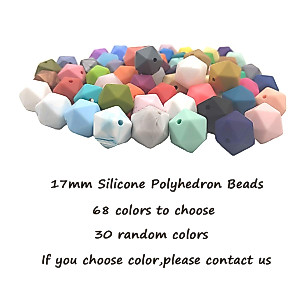 Alenybeby 30pcs 17mm Silicone Polygon Pearl Beads Silicone Geometric Icosahedron Shape Beads Hexagon Bulk Bead for Keychain DIY Mom Necklace Bracelet Craft Jewelry Making