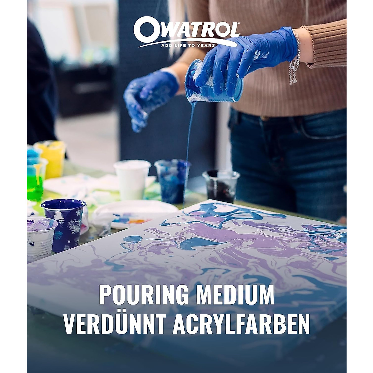 OWATROL Easy Flow Paint Premium Additive, Medium for Acrylic Paint Pouring Art, Water-Based Acrylic Paint Conditioner to Eliminate Brush and Roller Marks 1.06 US Quart (1 Liter)