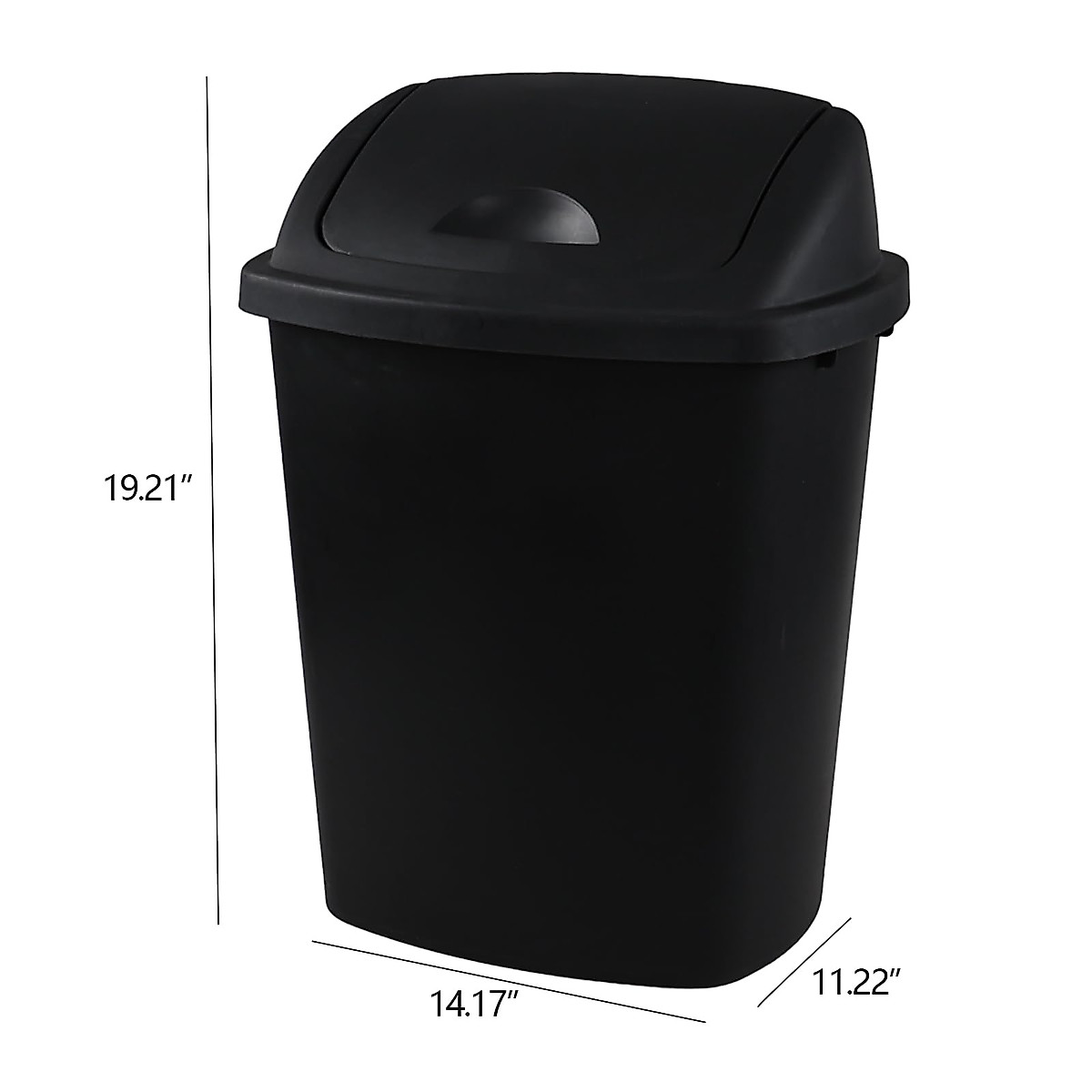 Parlynies 4 Pack 8 Gallon Medium Trash Can with Lid, Plastic Swing Top Garbage Can, Black Waste Bin Waste Basket for Bathroom, Kitchen, Bedroom, Office, College