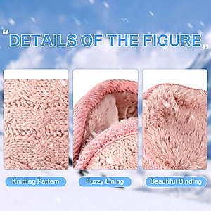 Ficerd 4 Pieces Unisex Warm Knit Earmuffs Furry Fleece Winter Ear Muffs Foldable Ear Covers Soft Pure Color Ear Warmer for Women Men Outdoor Activities