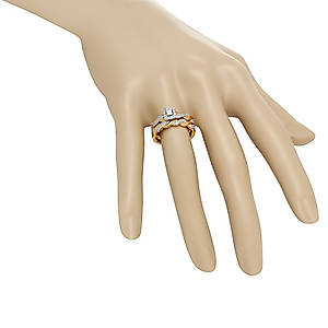 Dazzlingrock Collection 0.35 Carat (Ctw) 14K Princess & Round White Diamond Engagement Ring Wedding Set, Yellow Gold, Size 8.5