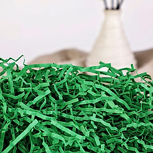 PLINJOY 4 OZ Crinkle Cut Paper Shred Filler for Gift Basket Shredded Confetti Paper Box Stuffing Easter Basket Grass (Green)