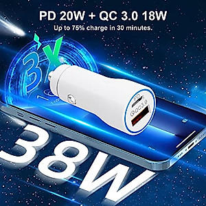 iPhone Fast Car Charger, Dual 40W Cigarette Lighter USB Type C Car Charger + 20W PD Wall Charger Adapter + 2 Pack USB C to Lightning Cables, Supply Wall Charger Fast Charging for iPhone iPad