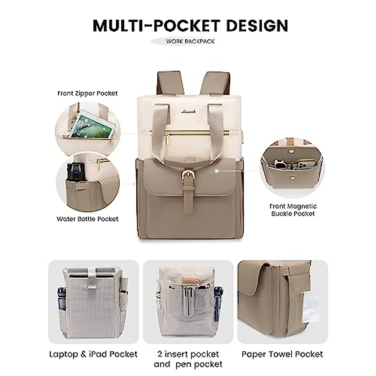 LOVEVOOK Laptop Backpack Purse for Women,15.6inch Laptop Tote Bag with USB Port,Convertible Work Backpack College Backpacks for Women,Cute Waterproof Computer Daypack for Travel