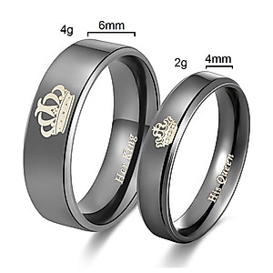 Global Jewelry Amazing Her King His Queen Titanium Stainless Steel Wedding Band Set Anniversary Engagement Promise Ring