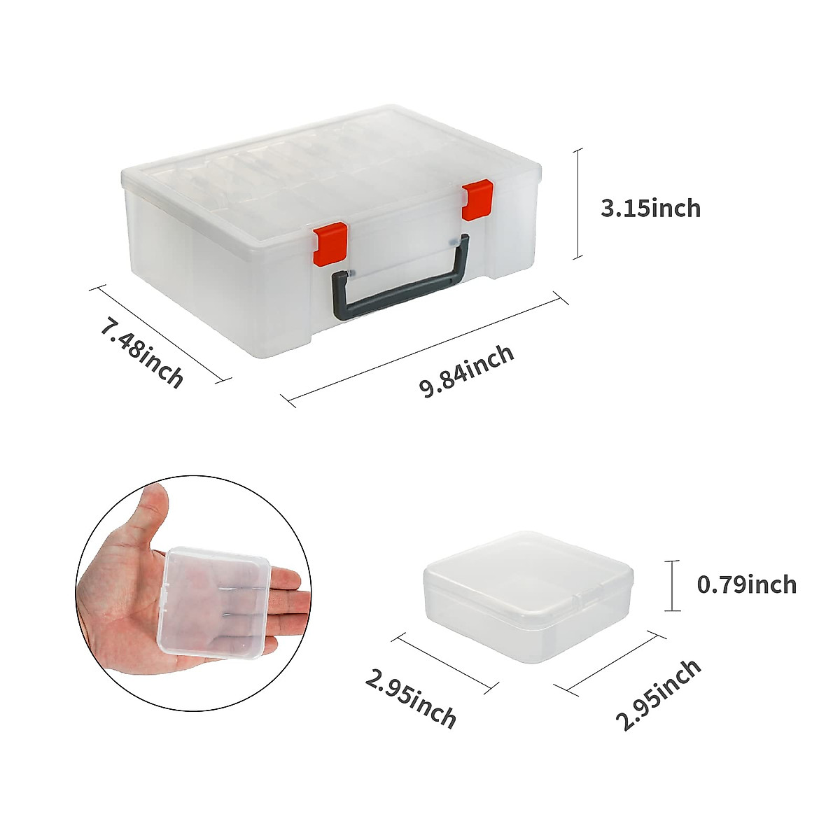 Letken 18 Pieces Small Plastic Craft 0rganizers and Storage, Transparent Box with Hinged Lid for Storage of Jewelry, Diamonds, DIY Art Craft Accessory