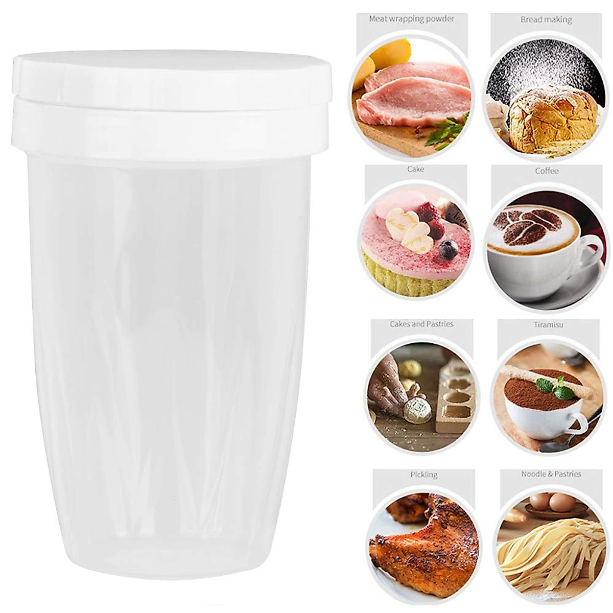 Plastic Powder Shaker with Lid, Powder Sugar Shaker Duster with Fine Mesh Sifter Shaker for Sugar Powder Cocoa Flour Chocolate Coffee Sifter Baking Accessories